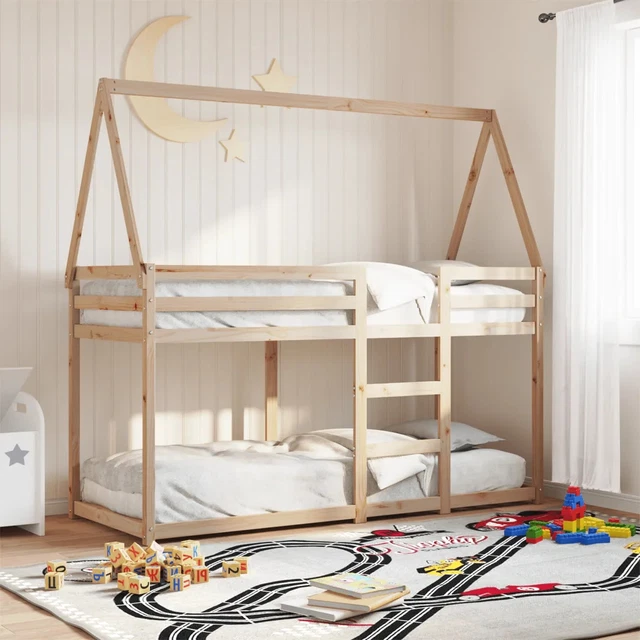 WALPLUS BUNK BED Frame Solid Pine Wood Without Mattress 90x200 cm £199. ...