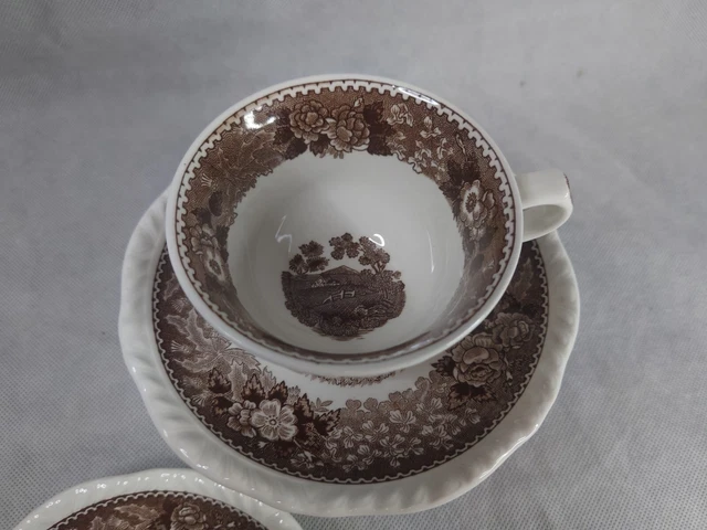ADAM'S ENGLISH SCENIC Brown - Tea Cups And Saucers X 2 £13.95 - PicClick UK
