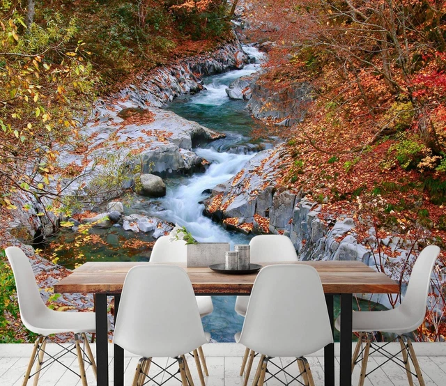 3D RIVER LEAVES E1778 Wallpaper Mural Paper Wall Print Indoor Murals CA ...
