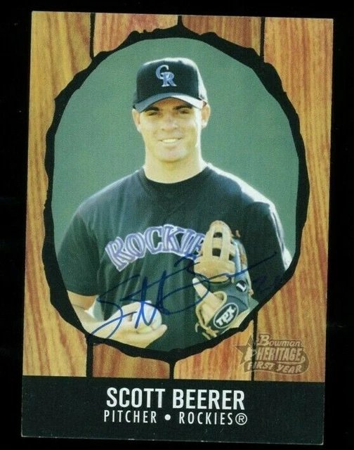 2003 BOWMAN HERITAGE SCOTT BEERER carte signée autographe ROCKIES texas ...