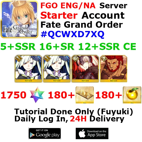 [ENG/NA][INST] FGO / Fate Grand Order Starter Account 5+SSR 180+Tix ...