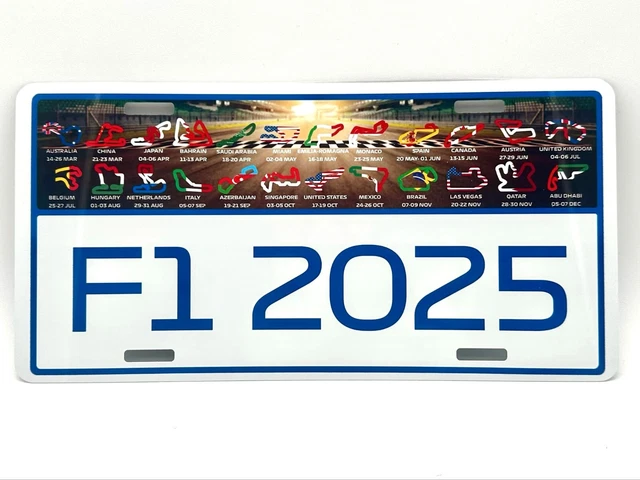 FORMULA 1 2025 Licence Number Plate with 2025 Race Calendar & Track ...
