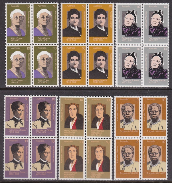 1975 FAMOUS AUSTRALIAN Women - MUH Complete Set in Blocks of 4 $20.00 ...