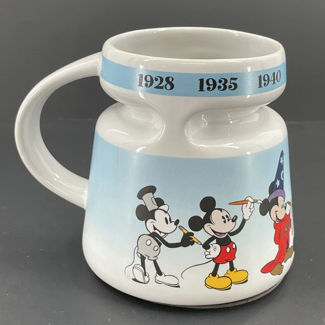 DISNEY STORE MICKEY Mouse Through the Years Wide Bottom Travel Coffee ...