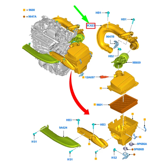 FORD MONDEO MK5 Air Cleaner Air Duct 5246479 DS73-9C623-GG NEW GENUINE ...