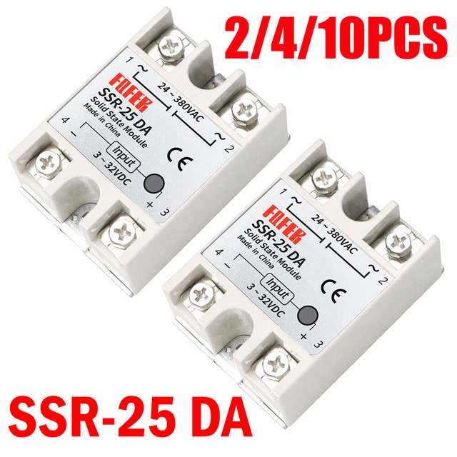 2/4/10PCS SSR-25DA SOLID State Relay Module 25A DC3-32V Input AC24-380V ...