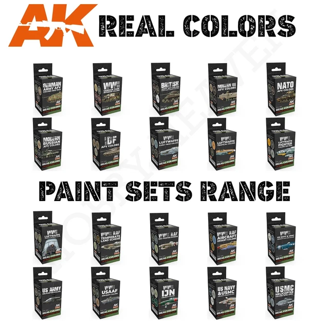 AK INTERACTIVE REAL Colors Paint Sets Full Range Combined Fast Shipping ...