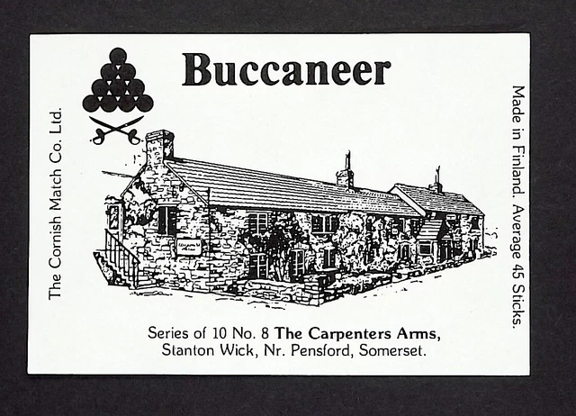 MATCHBOX LABEL BUCCANEER Pub The Carpenters Arms Stanton Wick Somerset ...