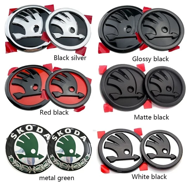 PCS 80MM/90MM SKODA Emblem Badge for Fabia Octavia RS Superb Rapid Yeti ...