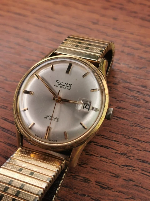 1950S RONE, ETA 2342, Mens Automatic Gold Plated Dress Watch, Keeping ...