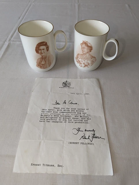 QUEEN 60TH 1986 and Queen Mother 85th 1985 Birthday Mugs - Johnson ...