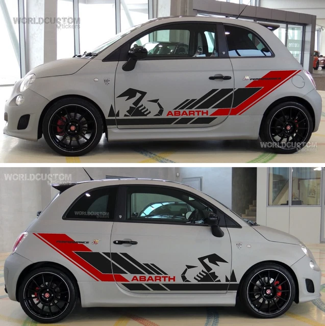 ADESIVI STICKERS KIT Racing per Fiat 500 Abarth + Scorpione Auto tuning ...