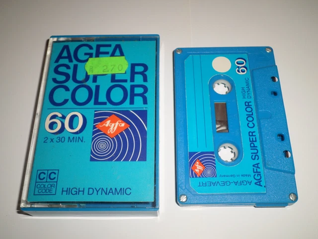 ALTE BESPIELTE KASSETTE Agfa Super Color Code 60 Blau / Cassette MC ...