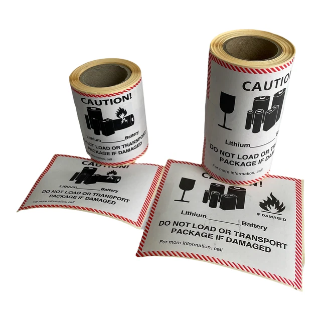 LITHIUM ION BATTERY Postage Labels Dangerous Goods Handling Caution ...