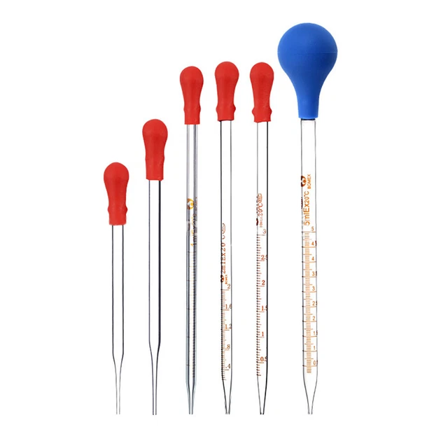 RUBBER HEAD GLASS Drip Eyedropper Graduated Scale Line Transfer Lab ...