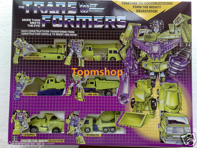 NIB TRANSFORMERS G1 Reissue Decepticon Constructicons Devastator Set ...
