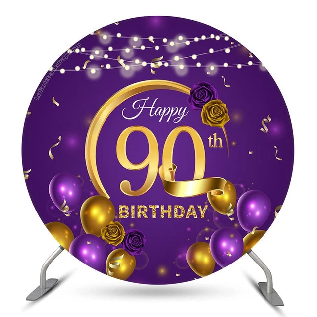 GOLD PURPLE ROSE Balloon Round 90th Birthday Backdrop $37.90 - PicClick AU