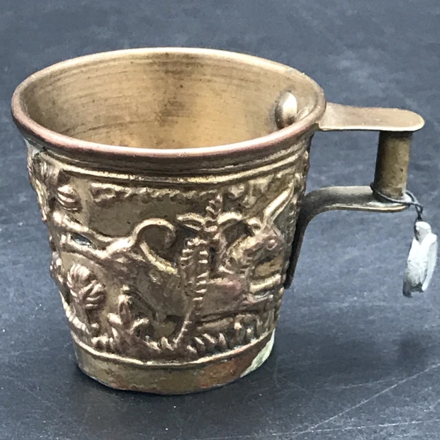 VINTAGE REPLICA ANCIENT Greek Vapheio Cup Gold color Hand Made Bull Cup ...