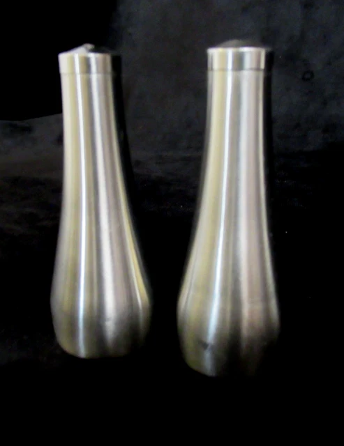 RETRO 1960S OLD HALL STAINLESS STEEL CONICAL SALT & PEPPER POT SET FREE ...