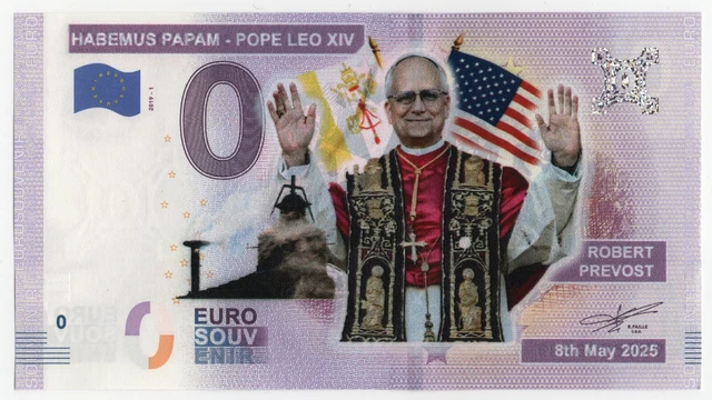 0 EURO SCHEIN, Habemus Papam - Pope Leo XIV - 8th May 2025 , Farbdruck ...