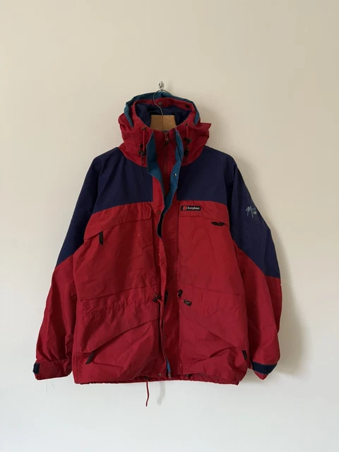 BERGHAUS MERA PEAK Goretex Jacket Mens Large Liam Gallagher Vintage Red ...