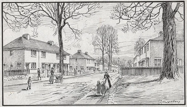 SAMUEL LOXTON (1857-1922) Pen & Ink Drawing KINGS WESTON AVENUE ...