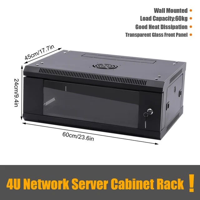 WALL MOUNT CABINET Rack Enclosure 4U Network Server Data Cabinet ...