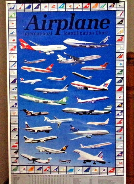 AFFICHE &CARTE D'IDENTIFICATION internationale avion" 24x36 1999 année EUR 38,39 - PicClick FR