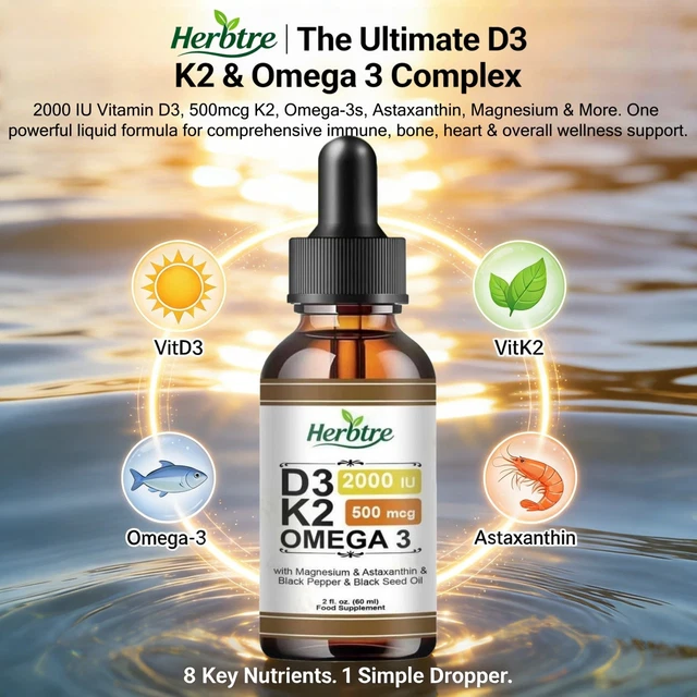VITAMIN D3 - 2000iu High Strength Liquid Drops 60ml - K2 MK-7 Dropper ...