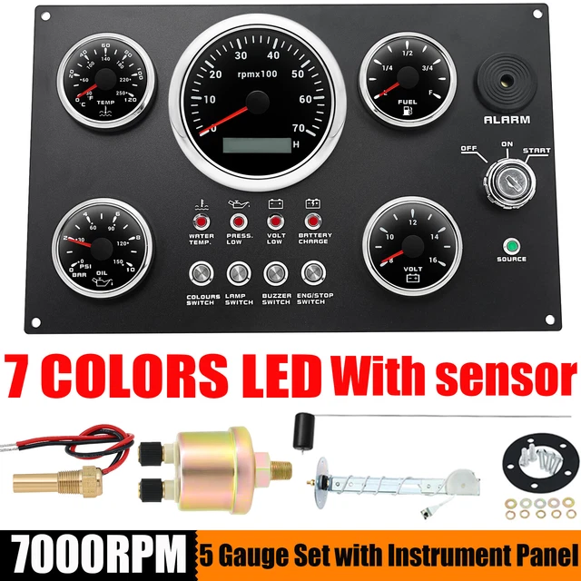 5 GAUGE SET With Instrument Panel Tachometer 7000RPM With Sensor For ...