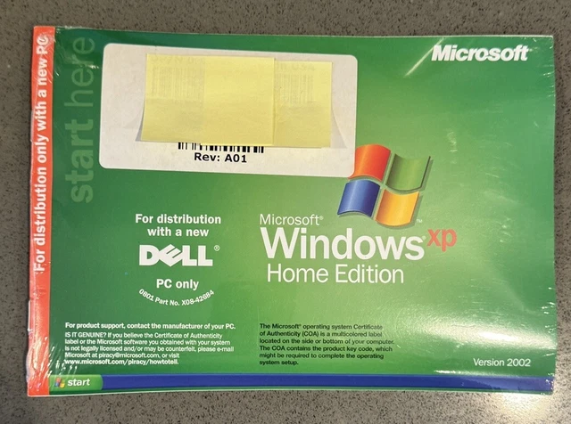 VINTAGE MICROSOFT WINDOWS XP Home Edition Dell - Version 2002 - Factory ...