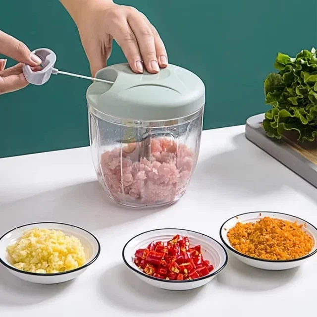 PULL CORD PULLING Food Chopper Manual Vegetable Slicer Hand Blender UK ...