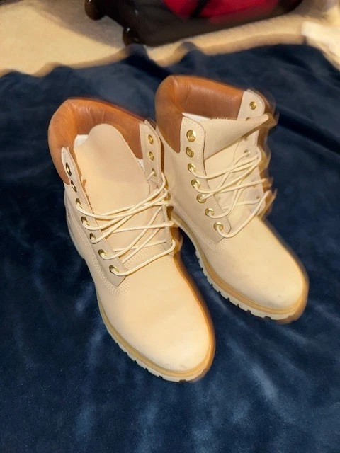 TIMBERLAND 6-INCH PREMIUM Waterproof Boots White Nubuck / Wheat Size 8M ...