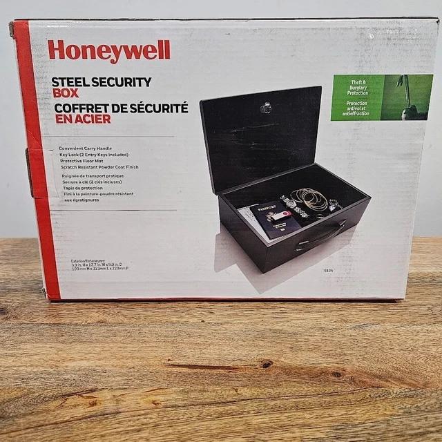 HONEYWELL SECURITY BOX Steel Safe with Key Lock 0.18 cu. ft. (6124 ...