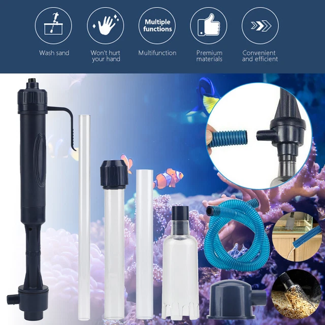 FISH TANK CLEANER Syphon Change Pump Water Filter Aquarium Vacuum ...