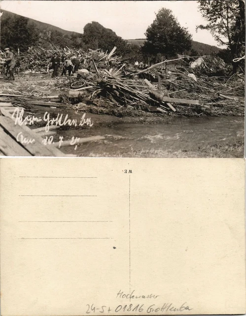 BAD GOTTLEUBA-BERGGIESSHÜBEL UNWETTER 8. Juli 1927 Privatfotokarte EUR ...