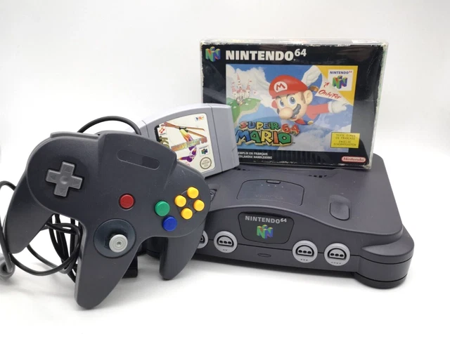 NINTENDO 64 KONSOLE schwarz + Controller schwarz + Spiele SUPER MARIO ...