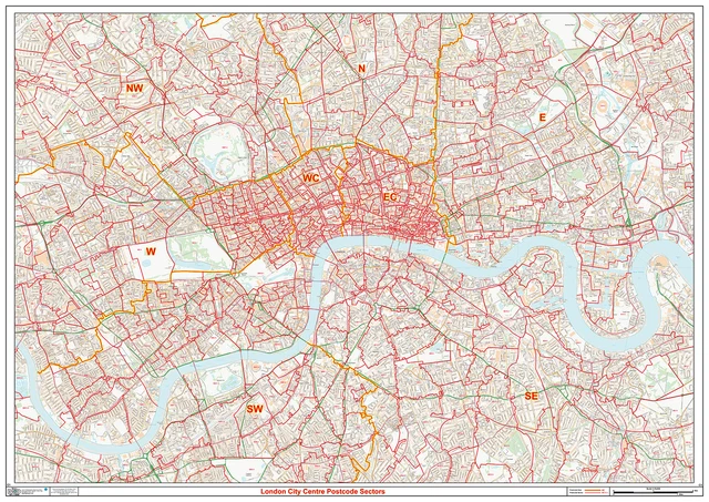 LONDON CITY CENTRE Postcode Sectors, Map of London City Centre ...