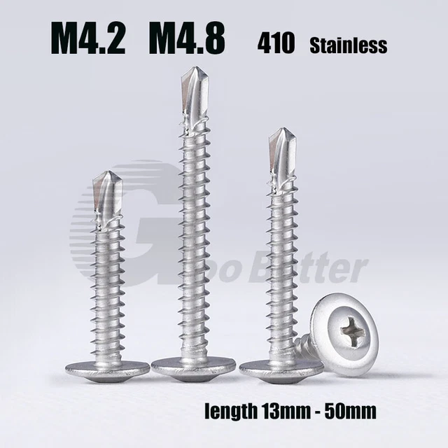 PHILLIPS SELF DRILLING Screws Modified Truss Head 410 Stainless Steel M4.2 M4.8 EUR 1,44 ...