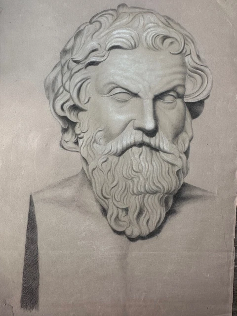 PORTRAIT OF A Philosopher, Drawing circa 1830 Pencil White Lafed £31.50 ...