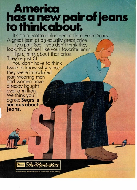 1970S SEARS THE men's store jeans print ad PA2 $6.99 - PicClick
