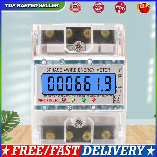 3 PHASE 4 Wires Electric Energy Meter 100A Energy Meter AC 3*230/400V ...