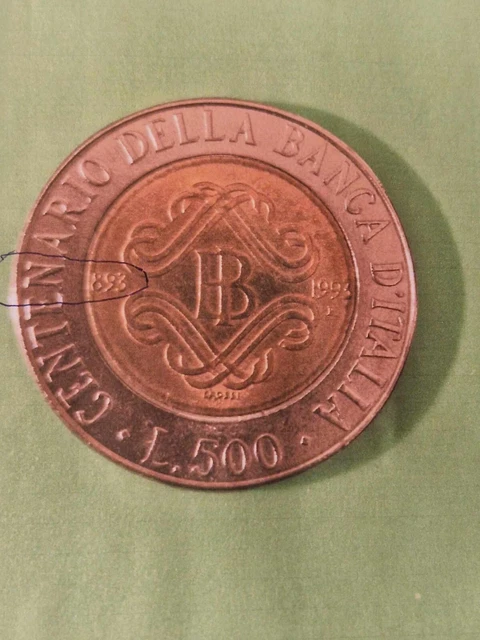 MONETA RARA 500 LIRE Centenario della Banca d'Italia ERRORE EVIDENTE ...