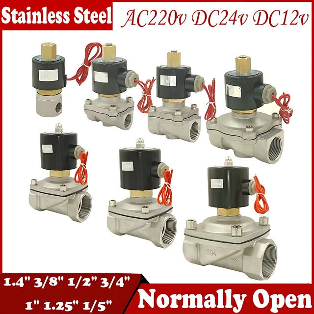STAINLESS STEEL SOLENOID Valve Normally Open AC220V DC24V DC12V Water Air Valve EUR 27,06 ...