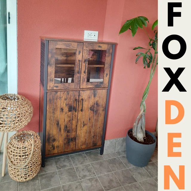 LARGE VINTAGE STORAGE Cabinet Glass Doors Tall Industrial China ...