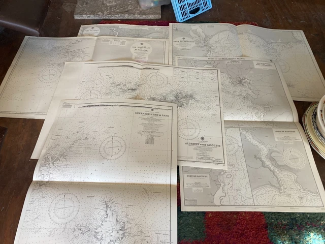 VINTAGE ADMIRALTY SHEET Maps x 6 Shipping Chart Poster Wallpaper £19.99 ...