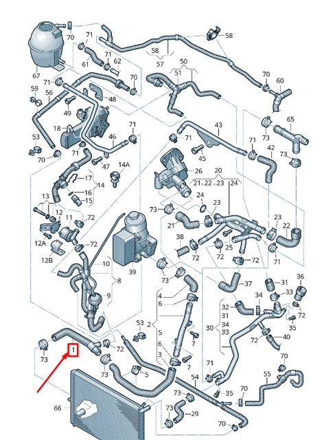 VW AMAROK 2H Tuyau de liquide de refroidissement moteur 2H0122051N ...