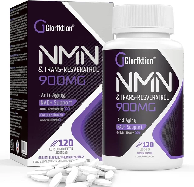 ENHANCED TRANS-RESVERATROL & NAD+ Lozenges - 900mg, 120 Count for Daily ...