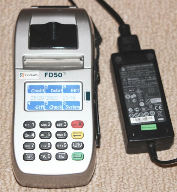 FIRST DATA FD-50TI Credit Card Terminal + Printer 001689064 w/ OEM ...
