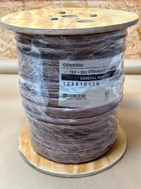 1000' GENESIS 18/2 + 20/2 Stranded Shielded Cable Wire General Purpose ...